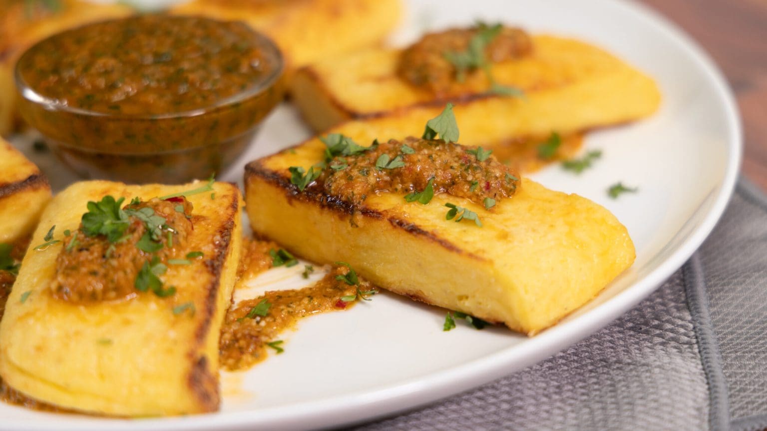Cheesy Polenta and Red Pepper Pesto - Gusto TV