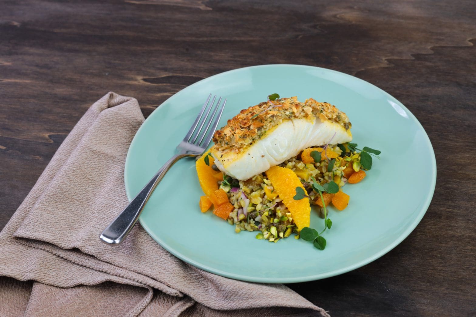 Almond Caper Crusted Halibut - Gusto TV