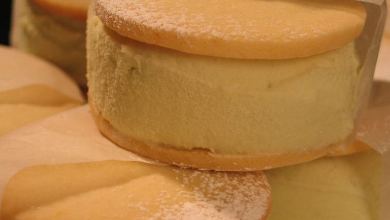 Pistachio Ice Cream Sandwiches with Lemon Cookies & Muscat Dessert Wine ...